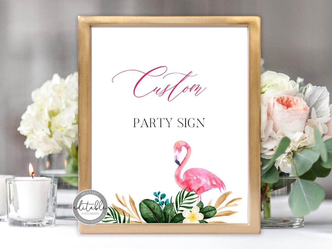 Tropical Editable Signage Tropical Party Custom Sign - Etsy