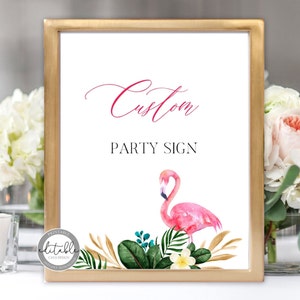 Tropical Editable Signage, Tropical Party Custom Sign Template, Pink ...
