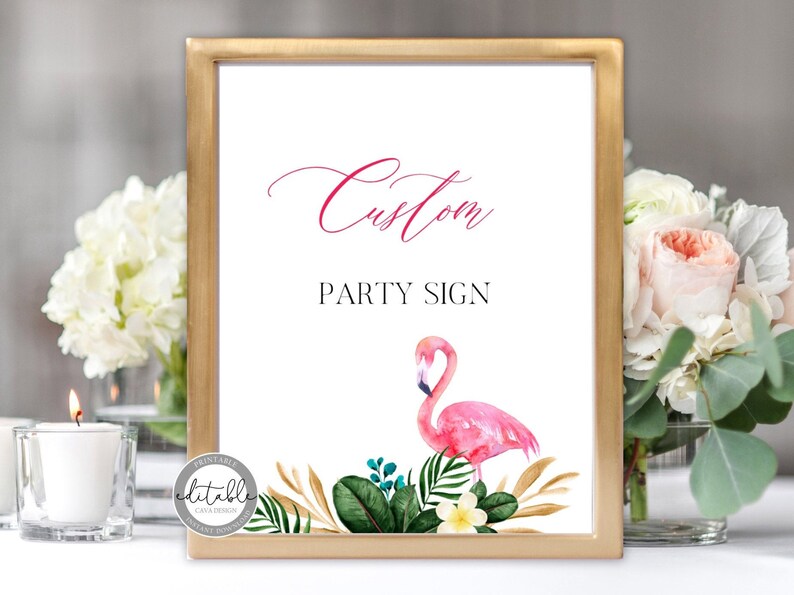 Tropical Editable Signage Tropical Party Custom Sign - Etsy
