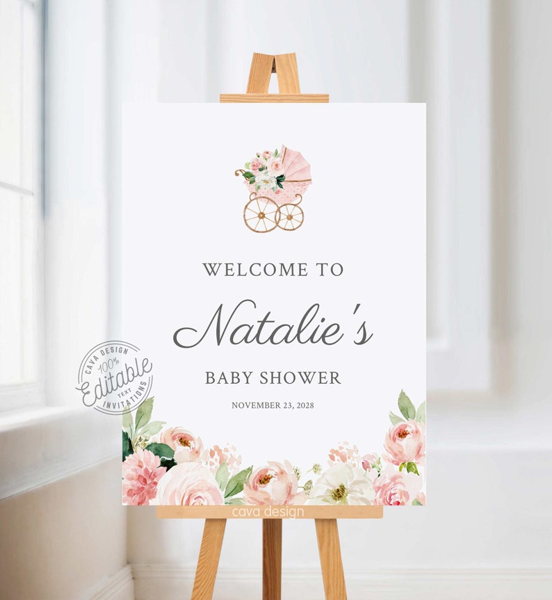 Girl Baby Shower Welcome Sign Template Garden Baby Shower - Etsy