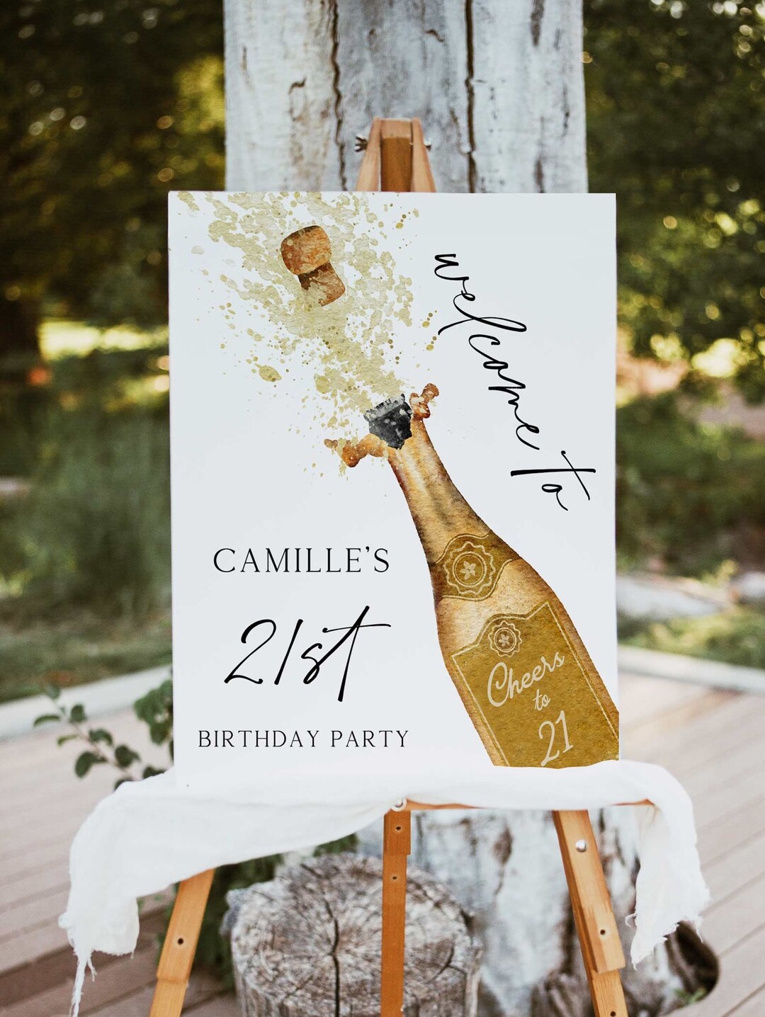 21st Birthday Welcome Sign | Cheers to Welcome Party Sign, Champagne ...