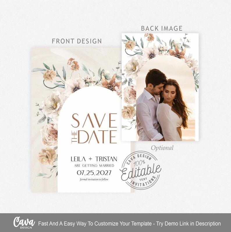 Boho Photo Save the Date Template Terracotta Save the Date | Etsy