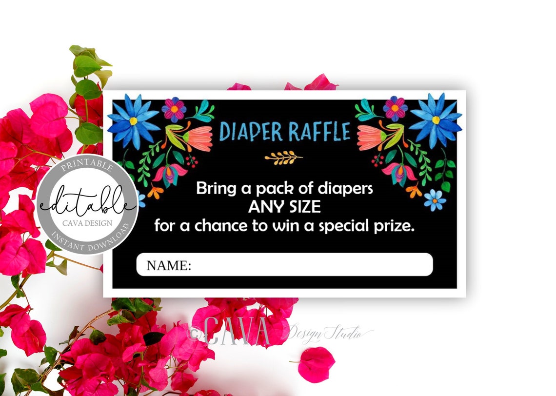 Printable Diaper Raffle Card Editable Template Baby Boy - Etsy