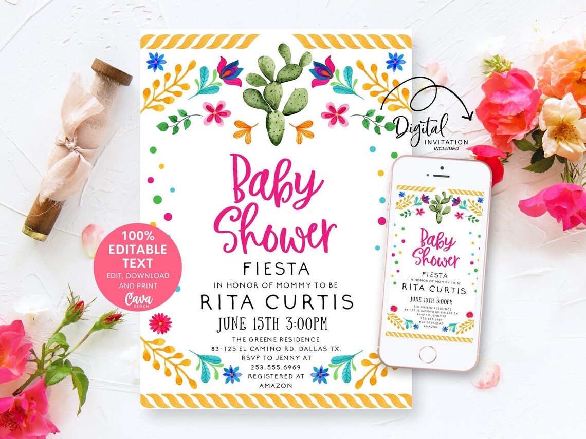 Fiesta Baby Shower Invitation Printable Couples Baby Shower - Etsy