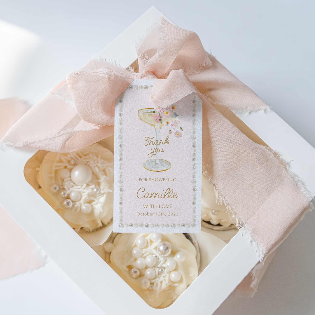 Thank You Favor Tag, Pearls and Prosecco Thank You Tag, Custom Tags ...