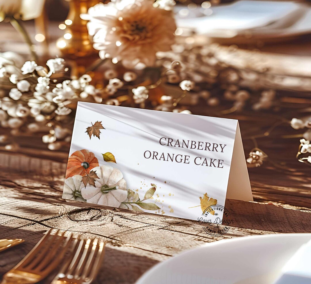 Fall Pumpkins Buffet Card Template, Thanksgiving Folded Food Cards ...