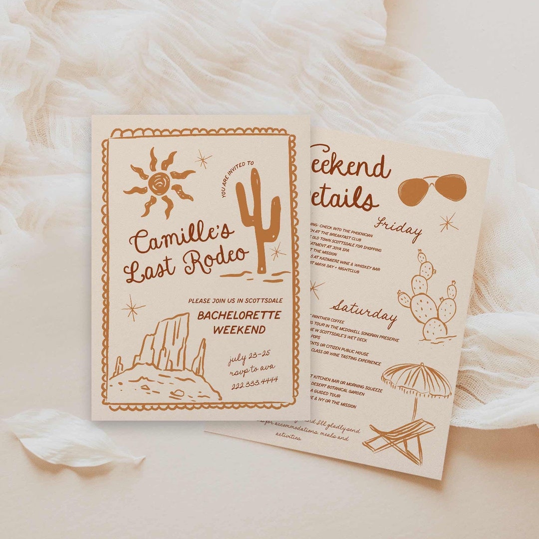 Last Rodeo Bachelorette Invitation Template, Beige Western Bachelorette ...