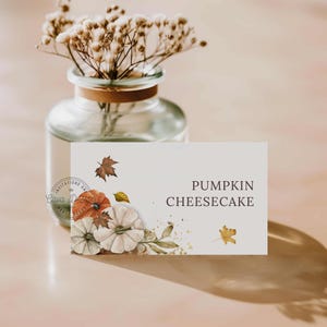 Fall Pumpkins Buffet Card Template, Thanksgiving Folded Food Cards ...