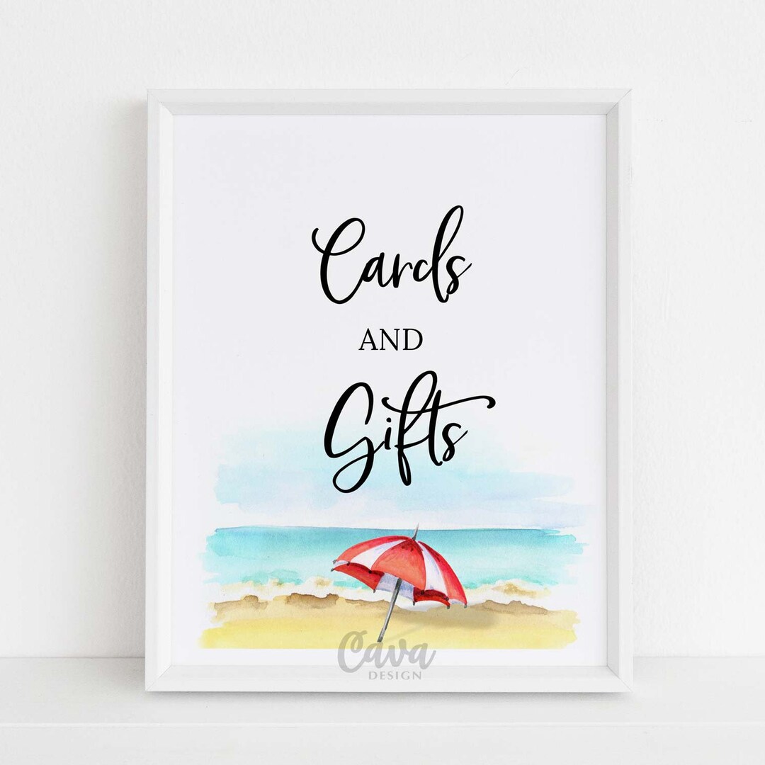 Cards and Gifts Beach Party Sign, Summer Theme Cards and Gifts Sign ...