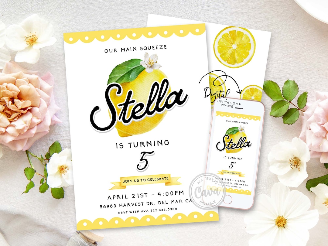 Lemon First Birthday Invitation, Lemonade Birthday Invitation, Citrus ...