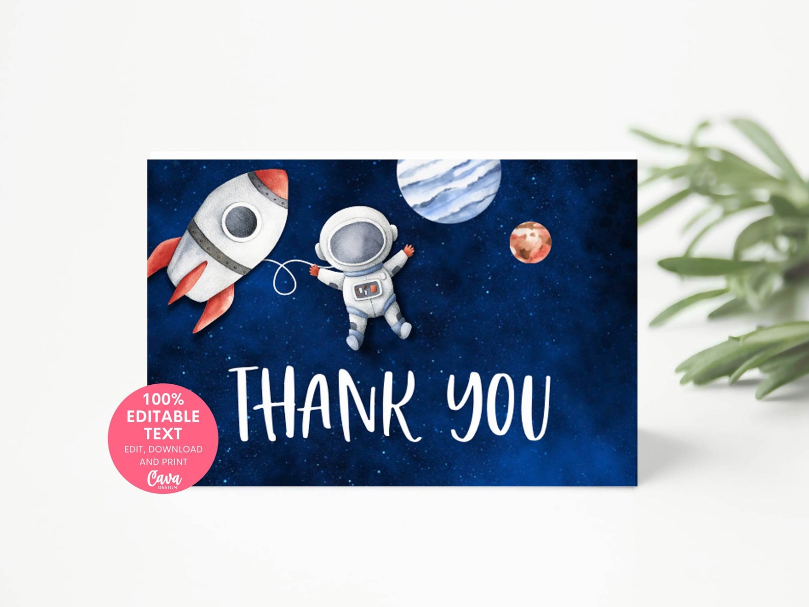 Space Birthday Thank You Card Out of This World Thank You - Etsy