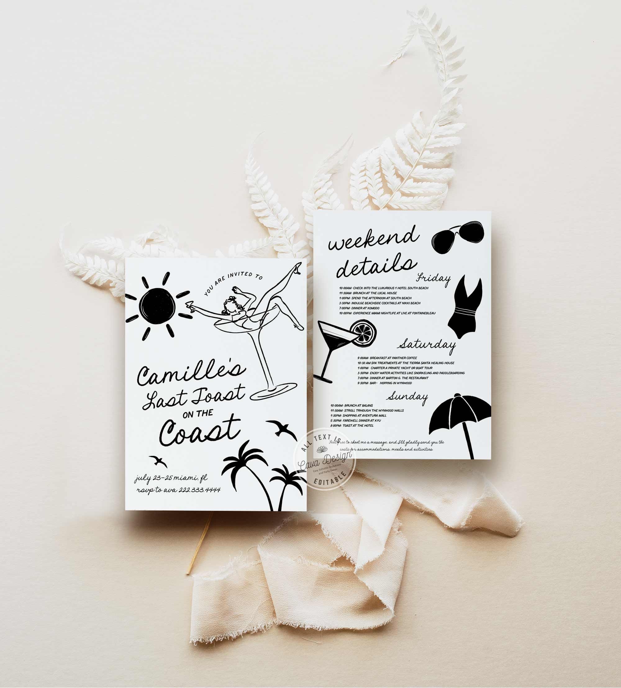 Coastal Bachelorette Weekend Invite, Summer Bachelorette Weekend ...
