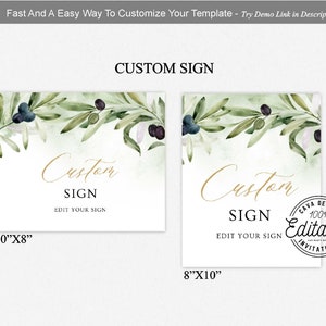 Editable Boho Wedding Custom Printable Sign, Printable Olive Branch ...