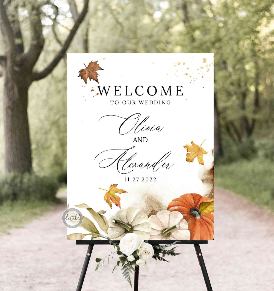 Fall Wedding Welcome Sign Autumn Theme Welcome Poster Boho - Etsy