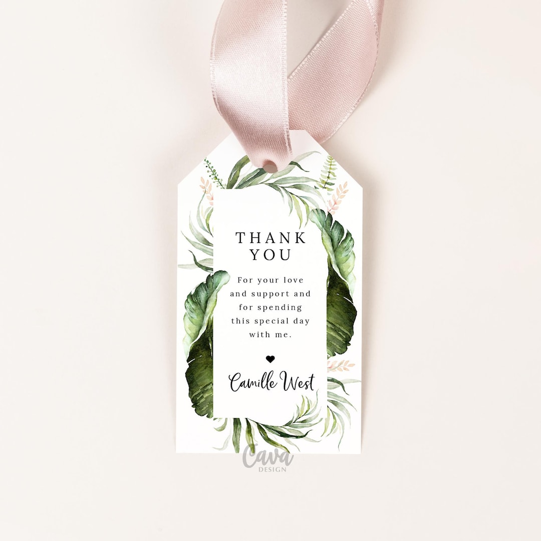 Tropical Favor Tag Template, Printable Jungle Favor Tag, Greenery Baby ...