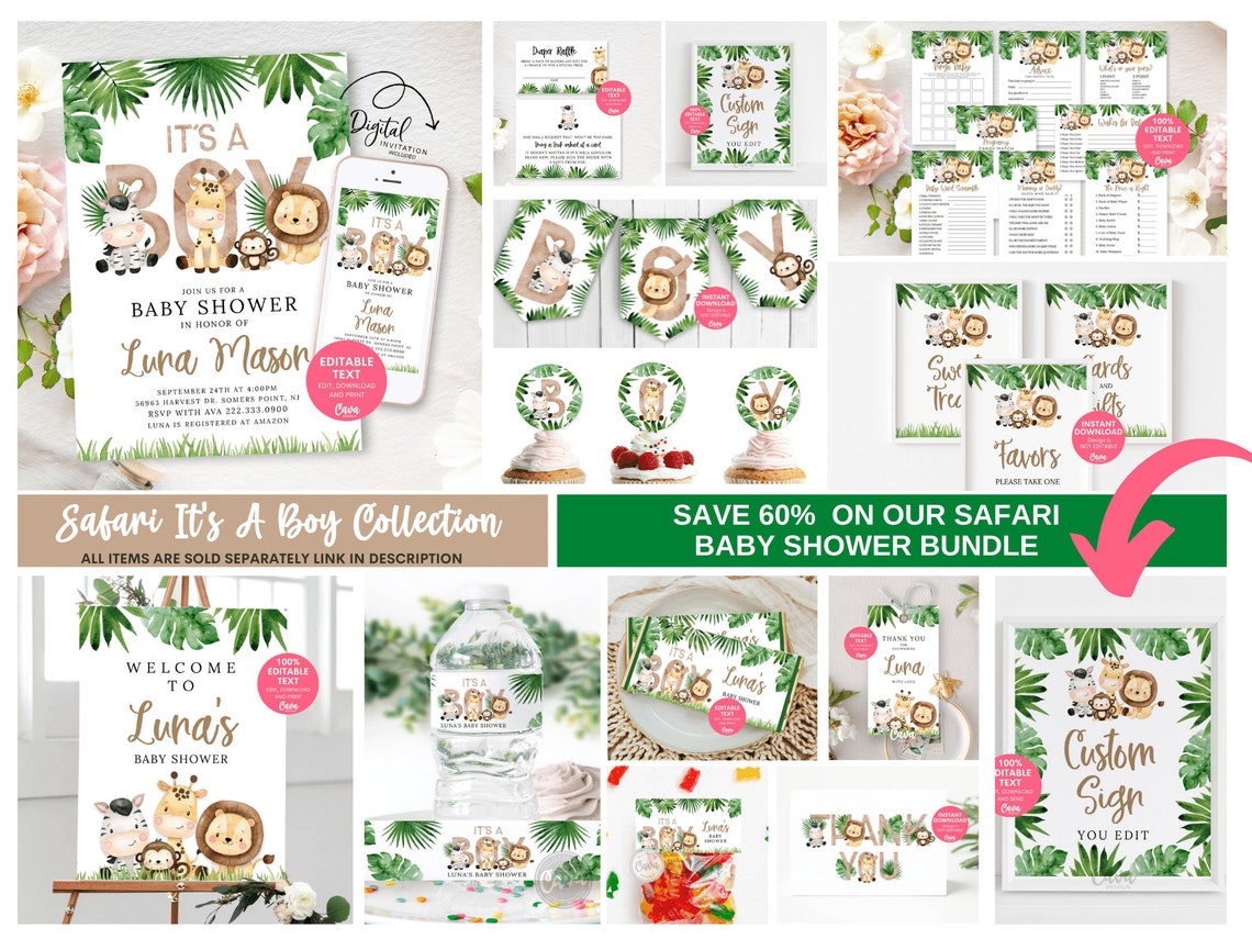 Editable Safari Theme Printable Sign Custom Jungle Party - Etsy