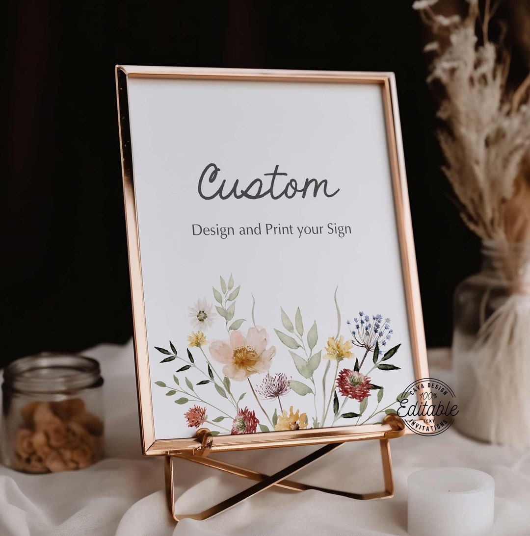 Wildflower Boho Custom Sign, Custom Boho Sign, Boho Wedding Signage ...