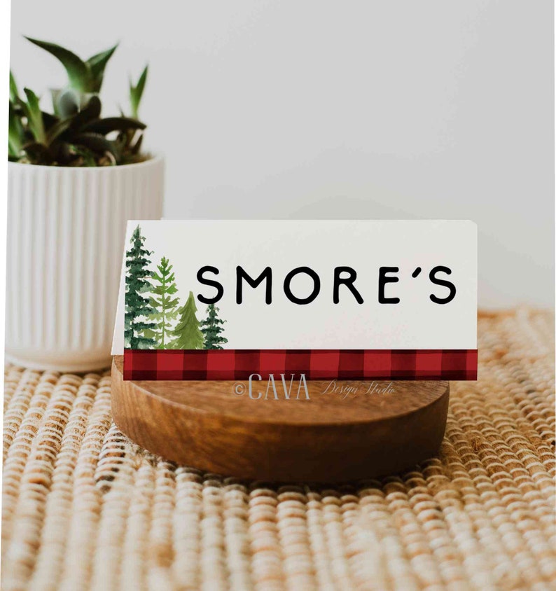 Lumberjack Buffet Cards Woodland Place Card Template Winter - Etsy