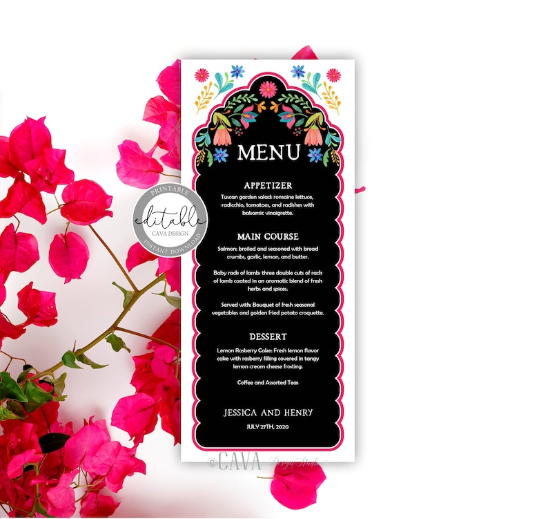 Fiesta Menu Card Template Mexican Themed Menu Card for - Etsy