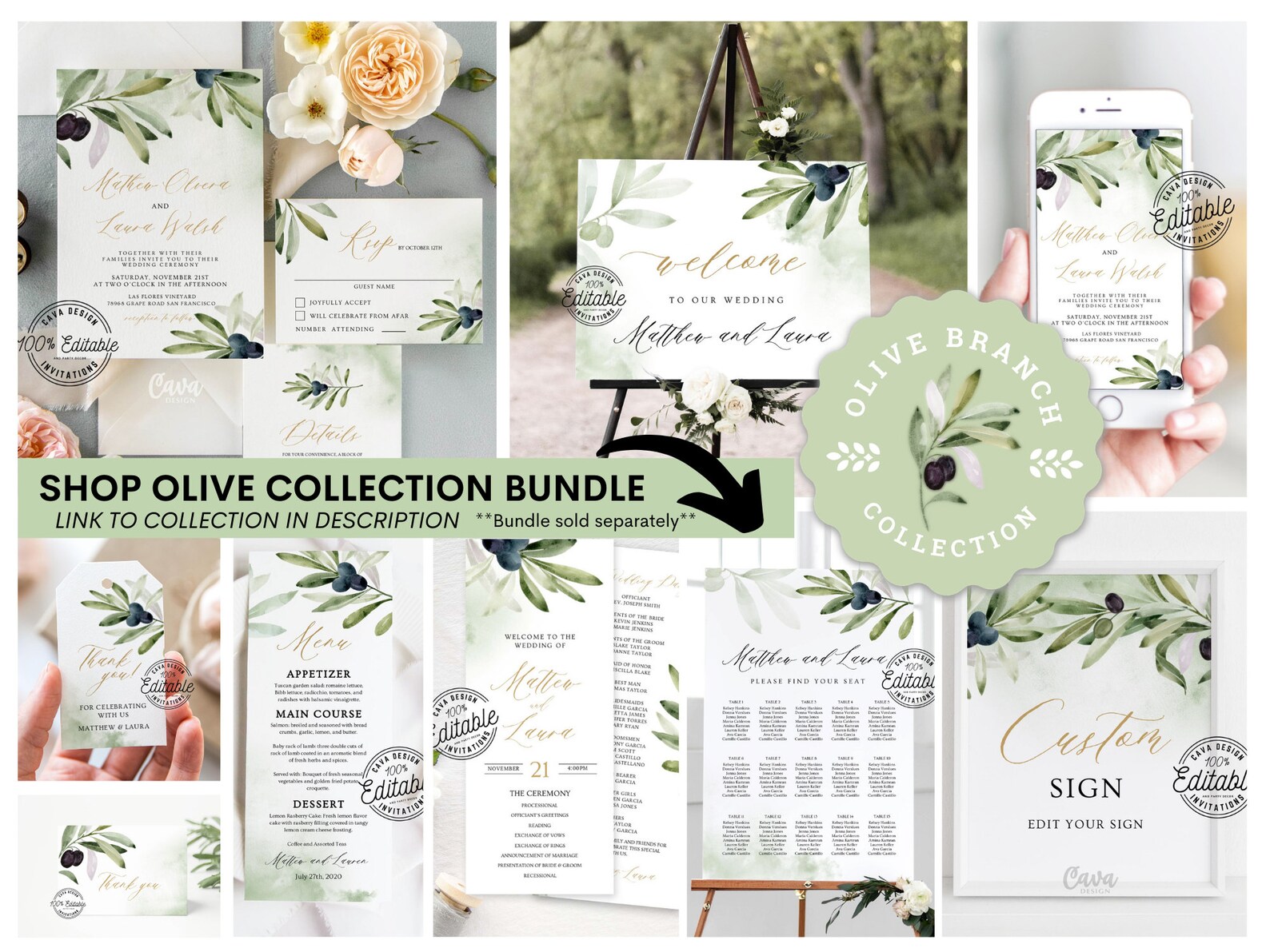 Editable Boho Wedding Custom Printable Sign Printable Olive - Etsy