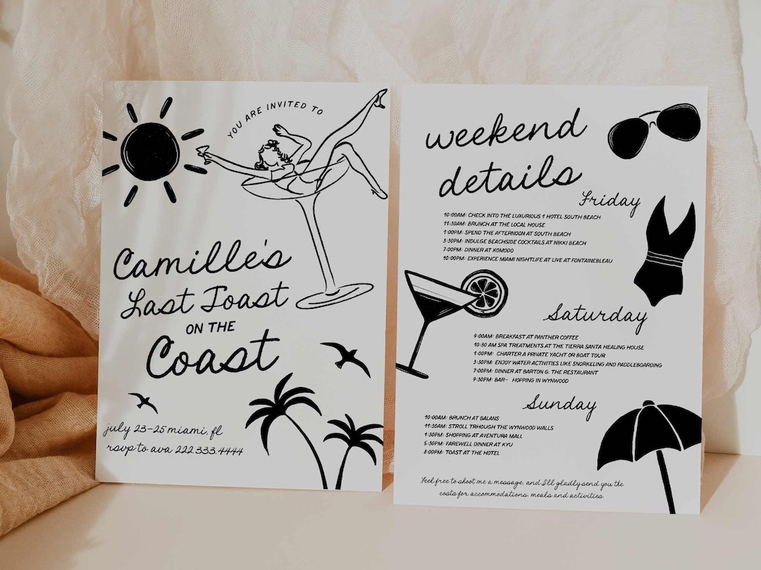 Coastal Bachelorette Weekend Invite, Summer Bachelorette Weekend ...