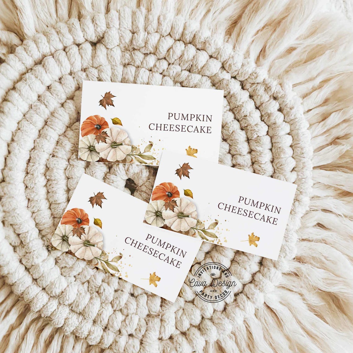 Fall Pumpkins Buffet Card Template, Thanksgiving Folded Food Cards ...