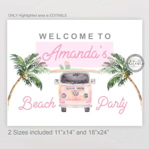 Beach Party Welcome Sign Template, Welcome to Poster, Surf Themed Party ...
