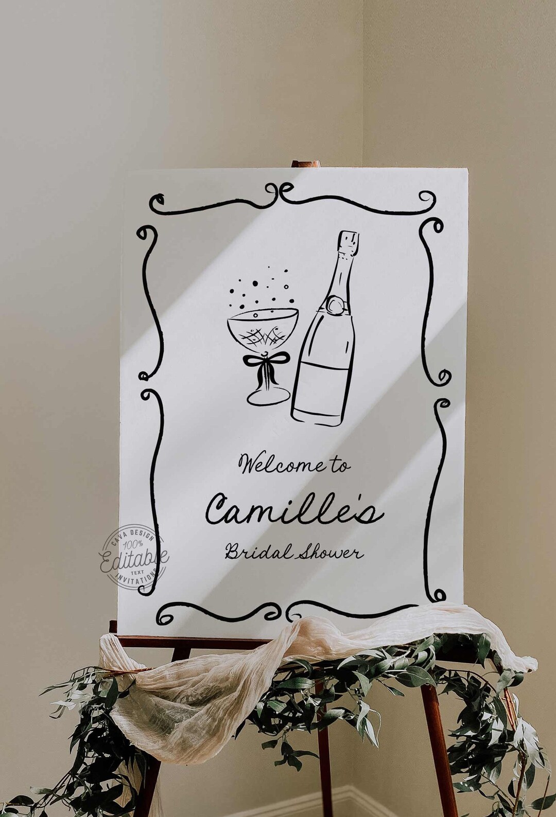 Bridal Shower Welcome Sign Template, Hand Drawn Whimsical, Bridal ...