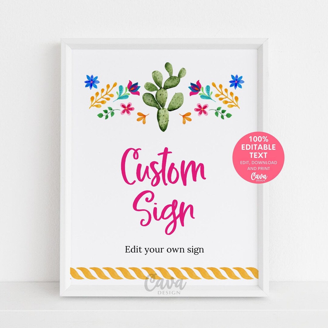 Editable Fiesta Printable Sign, Custom Mexican Theme Party Sign, Fiesta ...