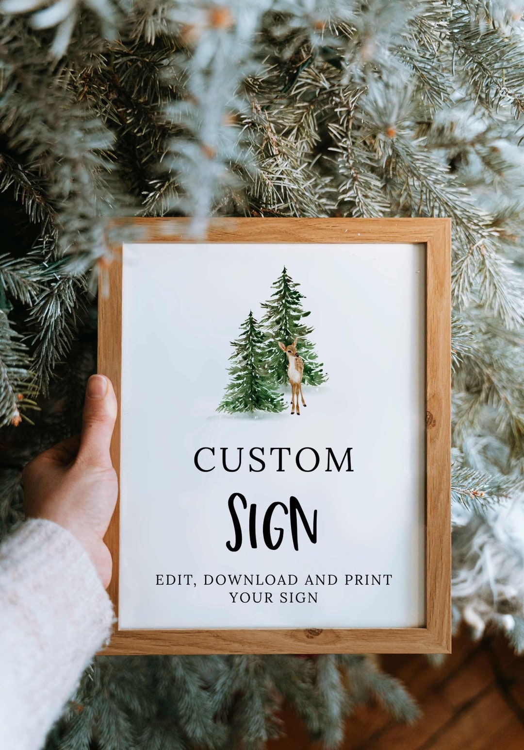 Winter Baby Shower Sign Template, Woodland Printable Baby Shower Custom ...