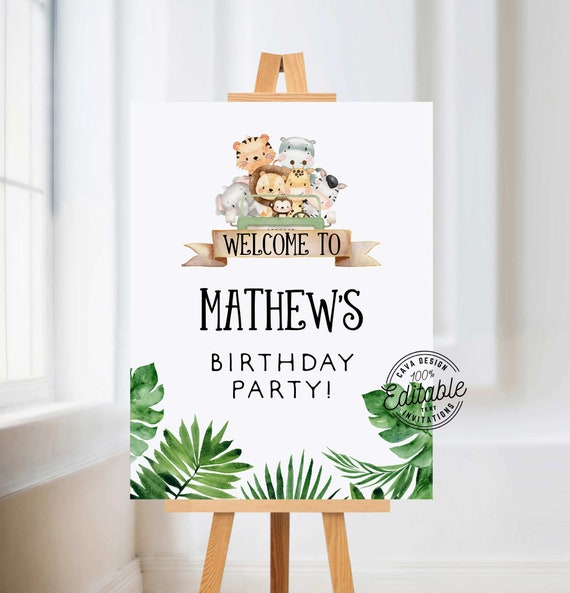 Wild One Birthday Welcome Sign Safari Party Welcome Poster - Etsy