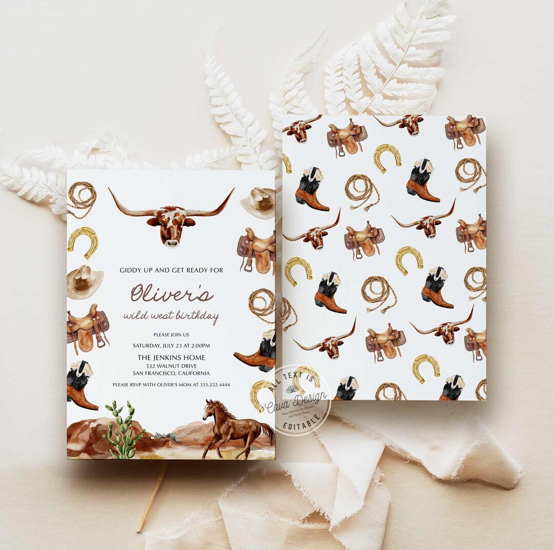 Editable Wild West Birthday Invitation, Western Birthday, Boy Birthday ...