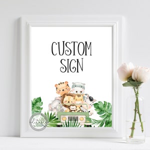 Wild One Birthday Sign, Safari Party Custom Sign Template, Zoo Animal ...