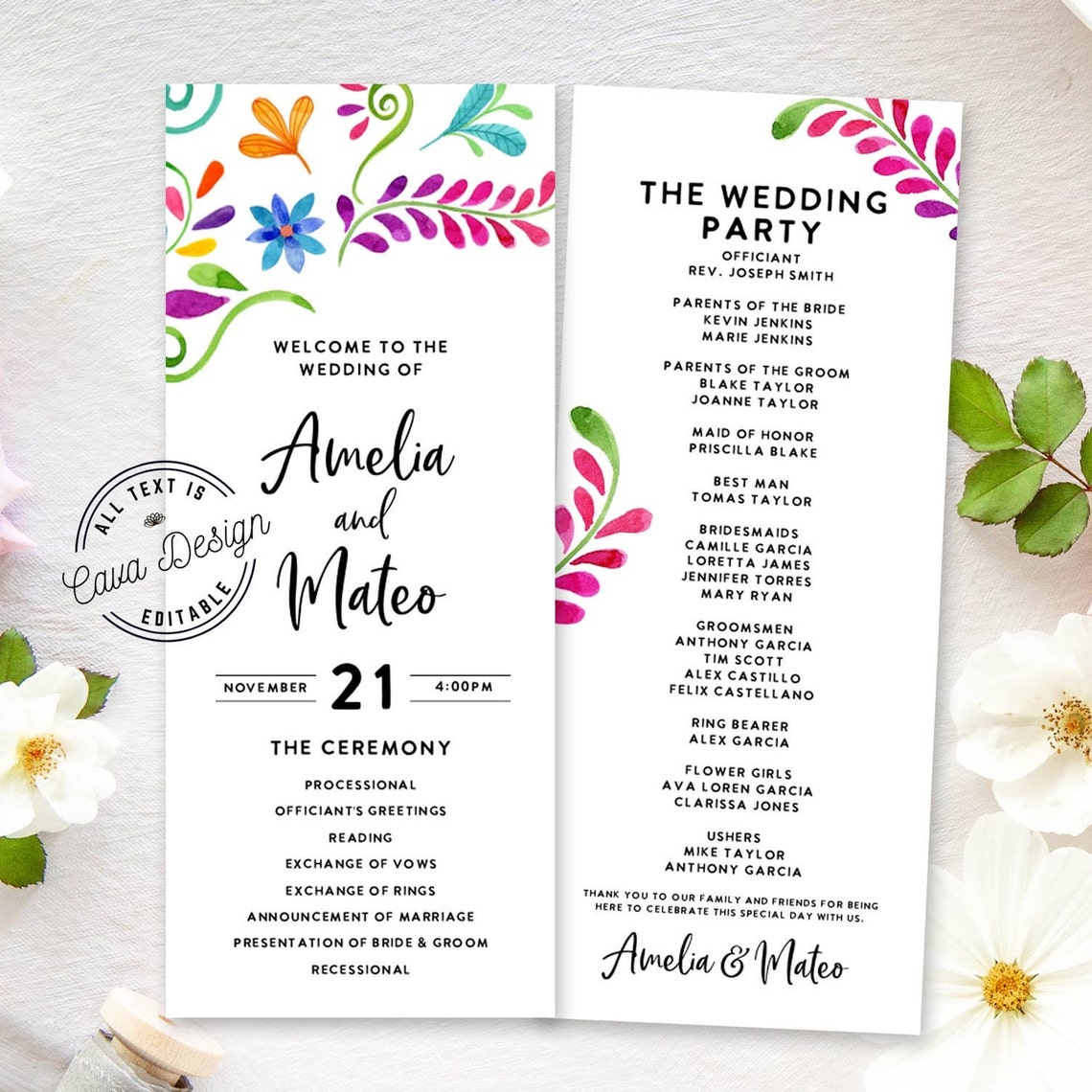 Fiesta Wedding Program Template Editable Mexico Wedding - Etsy