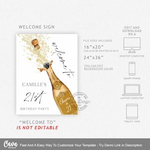21st Birthday Welcome Sign | Cheers to Welcome Party Sign, Champagne ...