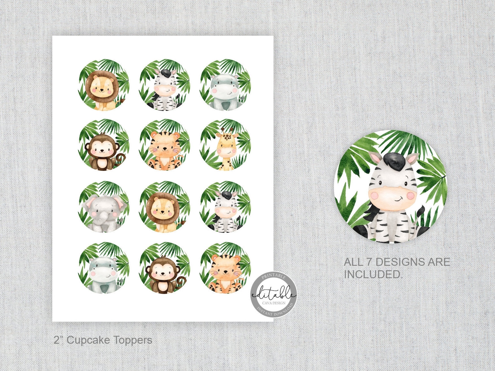 Safari Cupcake Toppers Template, Jungle Birthday Cupcake Toppers ...