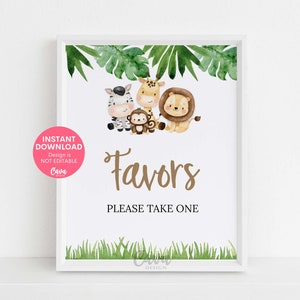 Safari Theme Party Sign, Gift and Cards Sign, Sweet Treats Sign, Favors ...