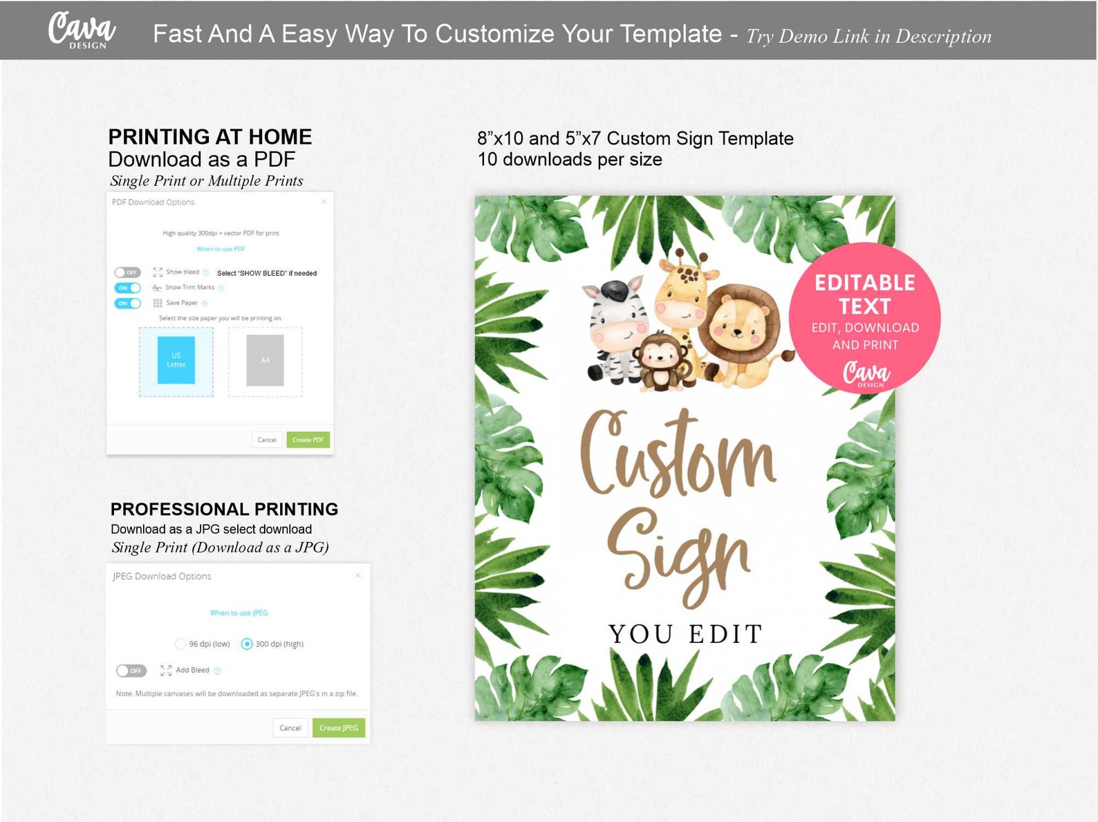 Editable Safari Theme Printable Sign Custom Jungle Party - Etsy