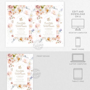 Wildflower 1st Birthday Invitation, Boho Spring Floral Invitation ...