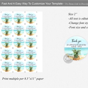 Pineapple Birthday Party Favor Tag Template, Printable Summer Theme ...