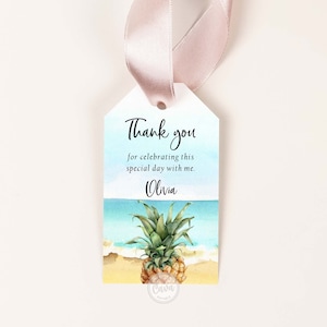 Printable Summer Birthday Gift Tags, Beach Birthday Thank You Tags ...