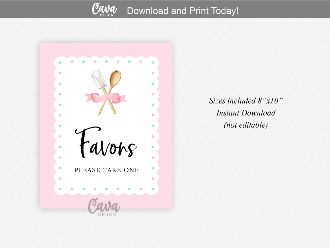 Baking Theme Birthday Party Sign Cooking Girl Birthday Favors | Etsy