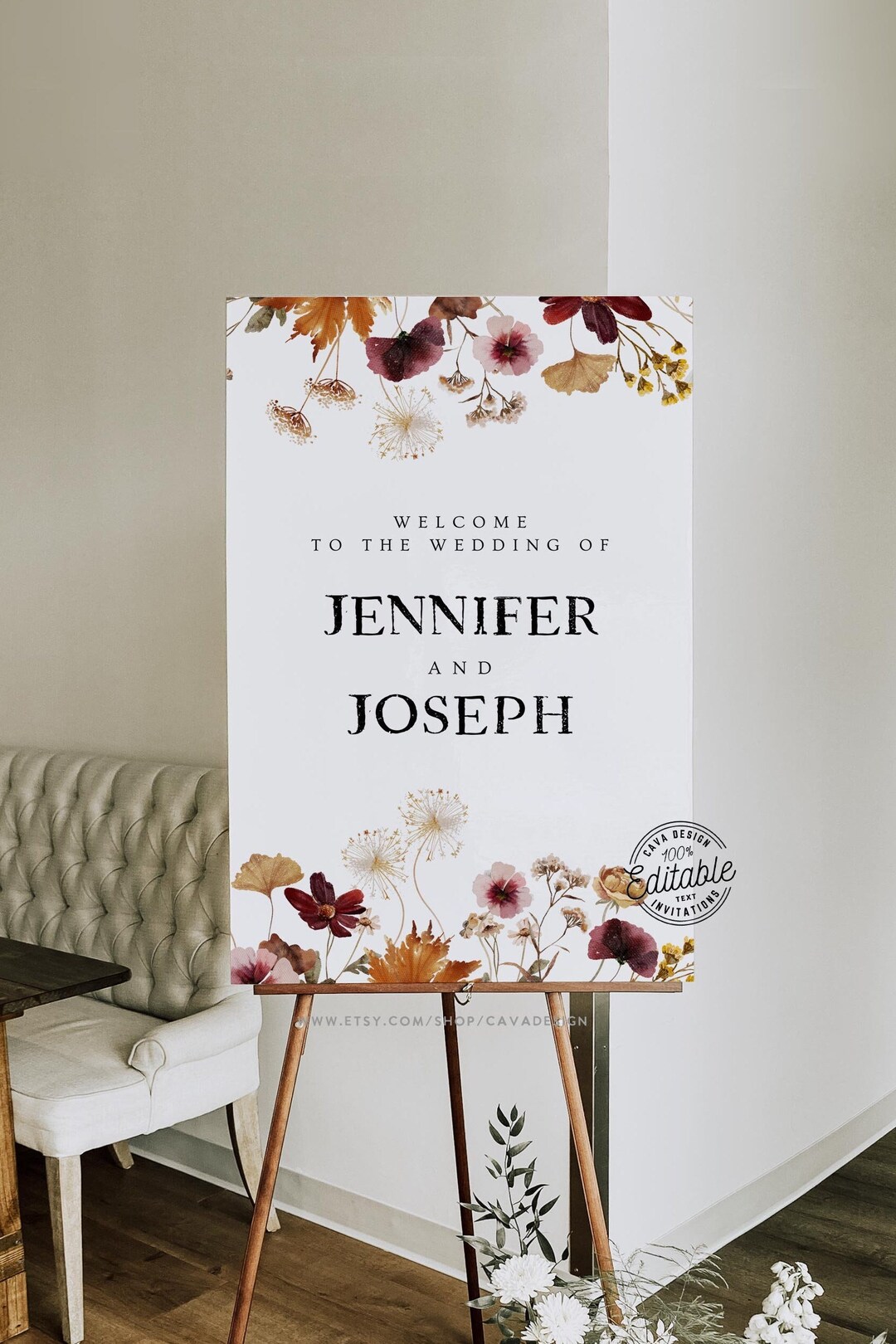 Fall Wedding Welcome Sign Printable, Autumn Theme Welcome Poster Sign ...