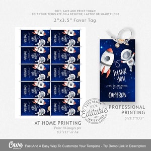 Space Birthday Favor Tags Template, Printable Galaxy Birthday Thank You ...