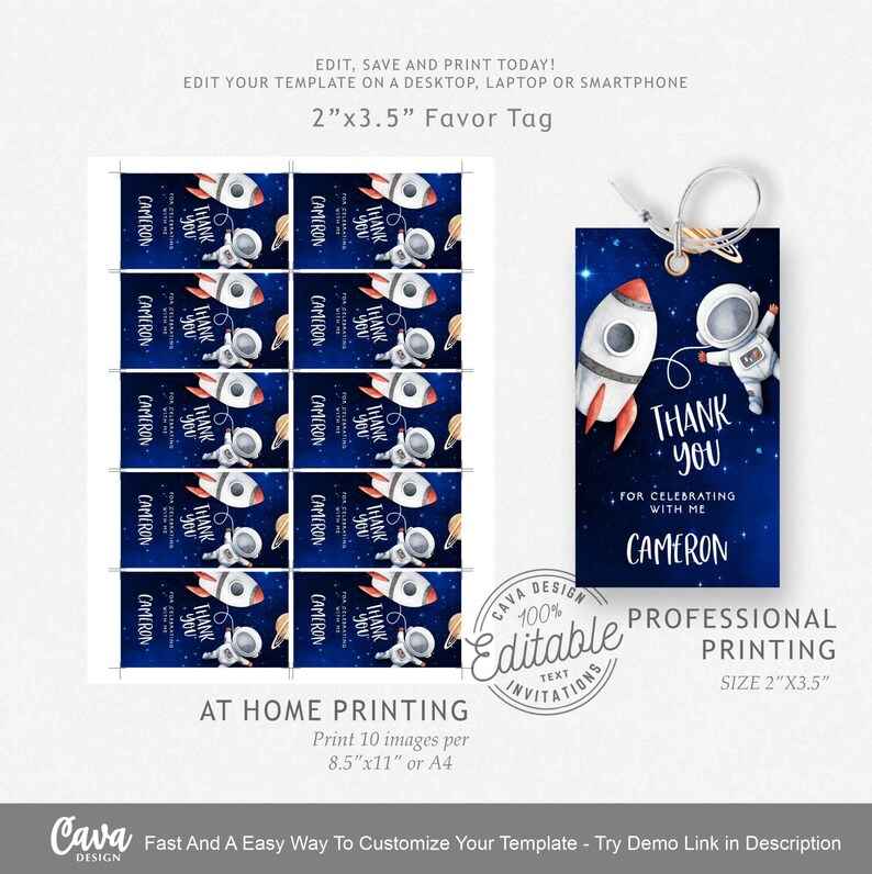 Space Birthday Favor Tags Template Printable Galaxy Birthday - Etsy