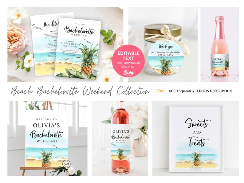 Printable Summer Birthday Gift Tags Beach Birthday Thank You | Etsy