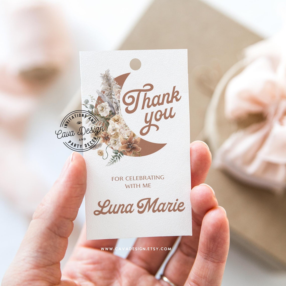 Moon Birthday Favor Tag Template Printable Boho Favor Tag - Etsy