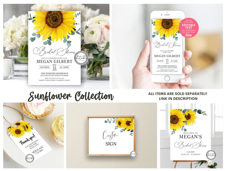 Sunflower Menu Card Template Wedding Menu Template Sunflower - Etsy