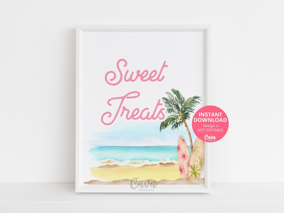 Girl Beach Party Birthday Sign Gift and Cards Sign Sweet - Etsy