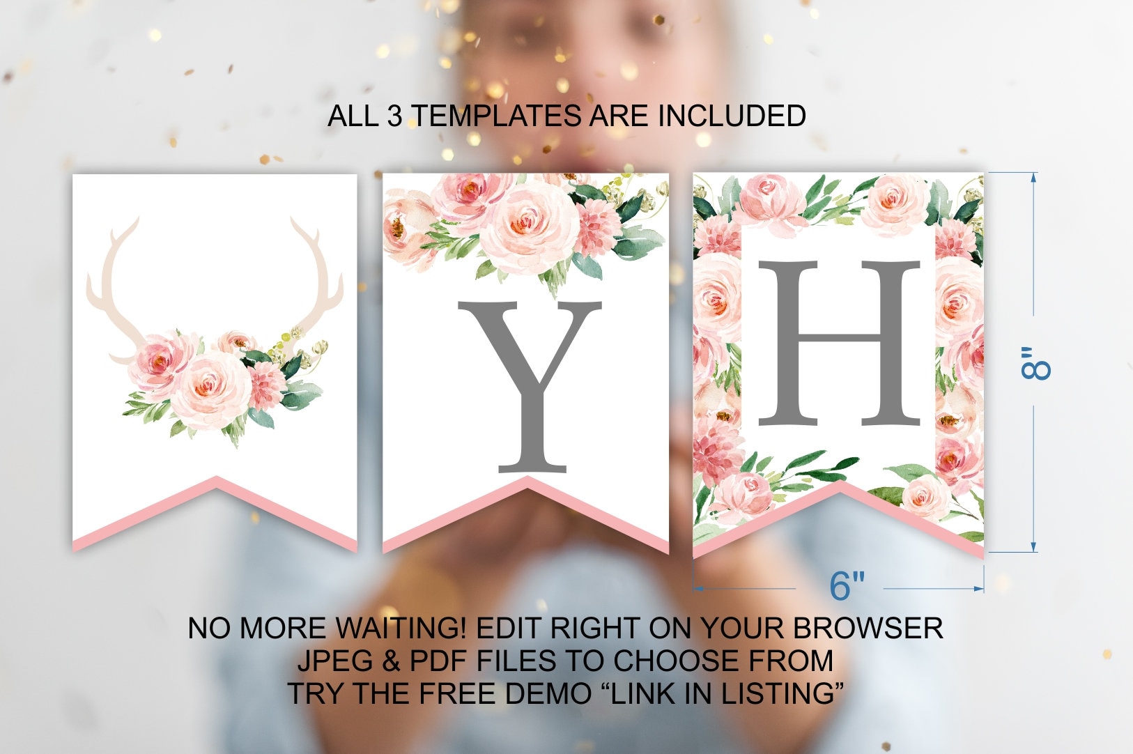 Baby Shower Banner PRINTABLE, Floral Shower Banner, Shower Party Decor ...